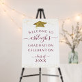 Graduation Welcome Maroon Gold Faux Glitter Cap Foam Board | Zazzle