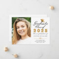 Graduation White Gold Script Class of 2025 Photo Announcement | Zazzle
