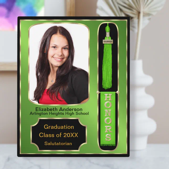 Graduation With Honors Photo Plaque Green | Zazzle