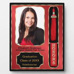 Graduation With Honors Photo Plaque Red | Zazzle