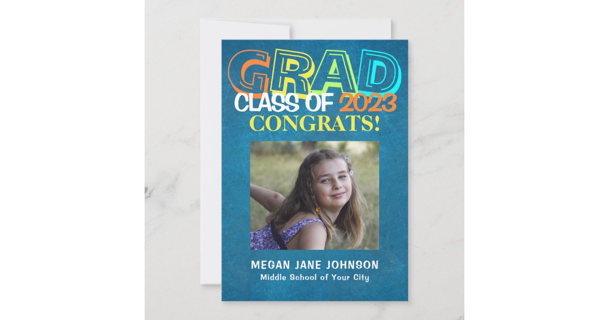 Graduation year middle school photo announcement | Zazzle