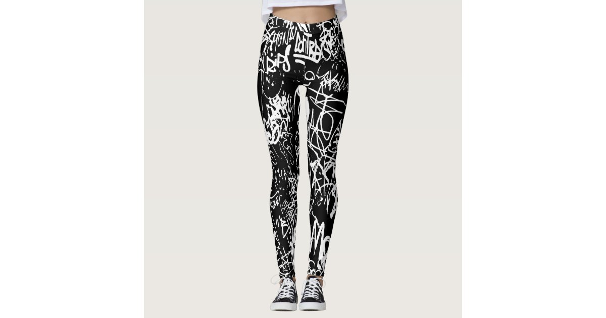 Graffiti Abstract Collage Print Pattern Leggings | Zazzle