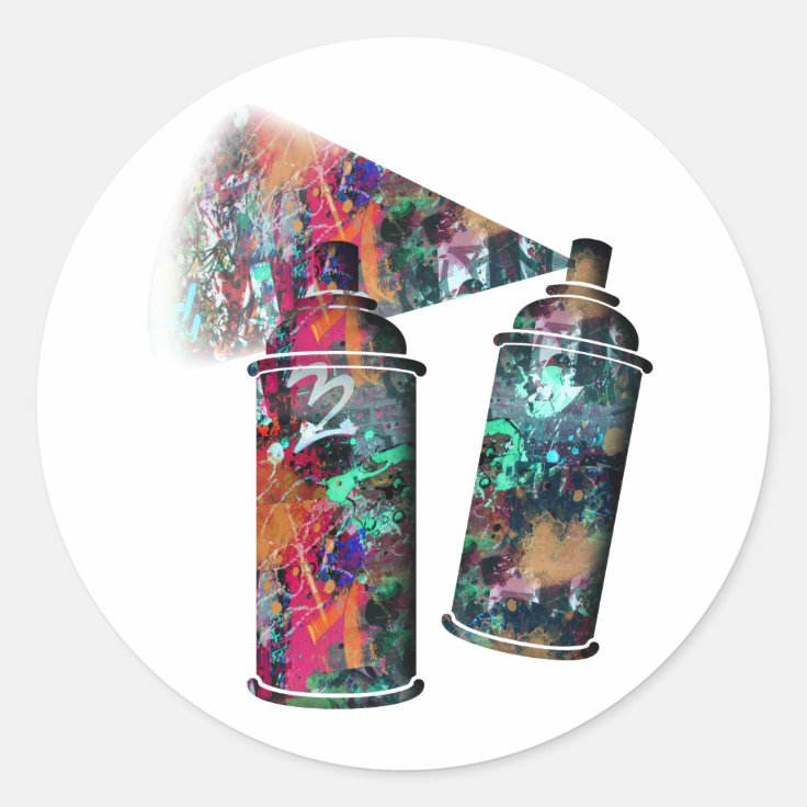 Graffiti and Paint Splatter Spray Cans Classic Round Sticker | Zazzle