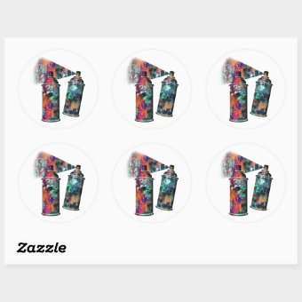 Graffiti and Paint Splatter Spray Cans Classic Round Sticker | Zazzle