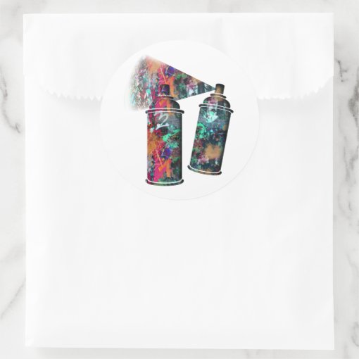 Graffiti and Paint Splatter Spray Cans Classic Round Sticker | Zazzle