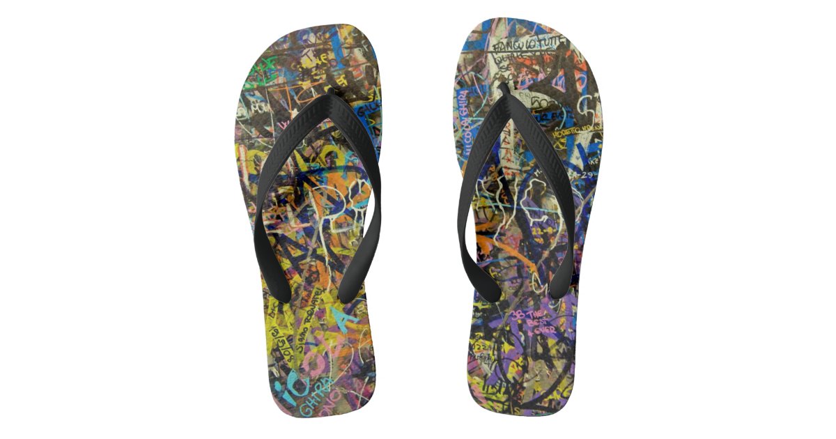 Graffiti Background Flip Flops | Zazzle