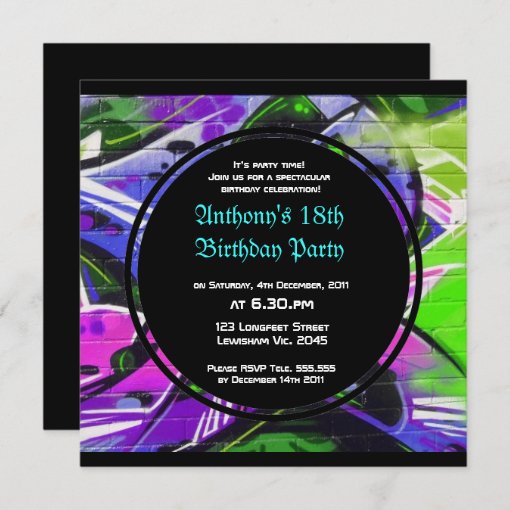 Graffiti Birthday Invitation | Zazzle