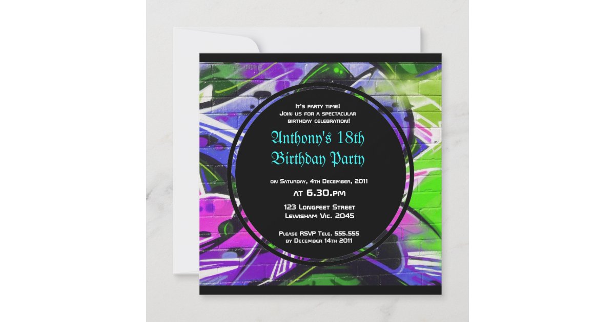 Graffiti Birthday Invitation | Zazzle