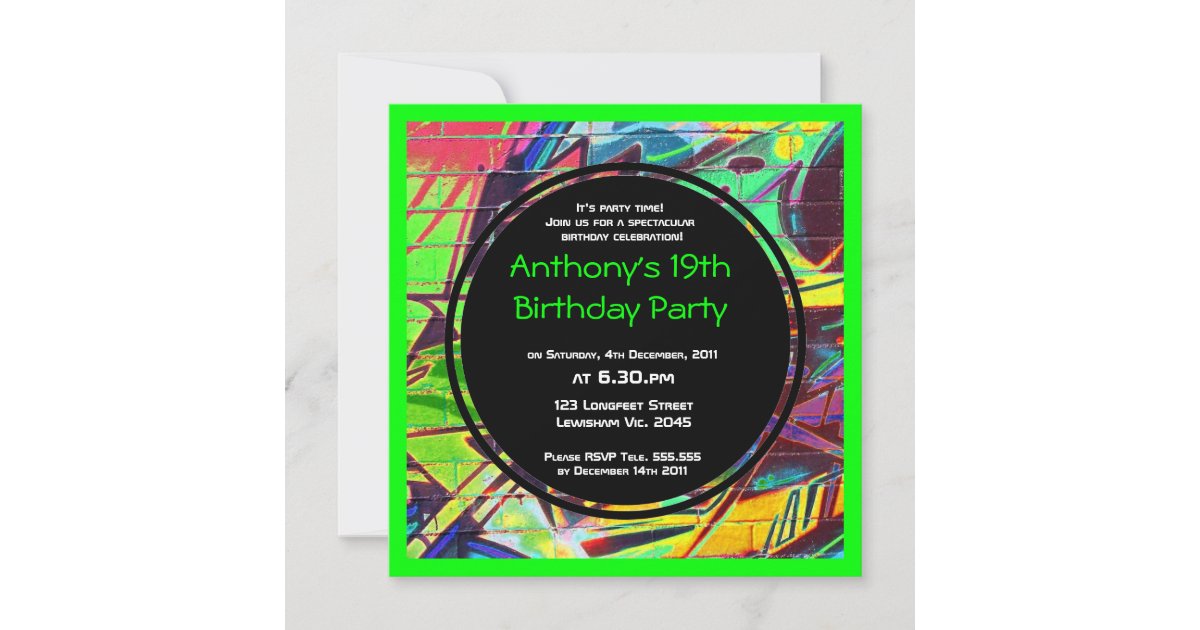 Graffiti Birthday Invitation | Zazzle