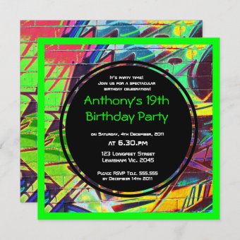 Graffiti Birthday Invitation | Zazzle