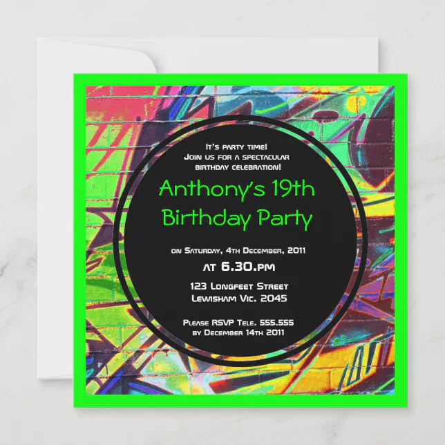 Graffiti Birthday Invitation | Zazzle