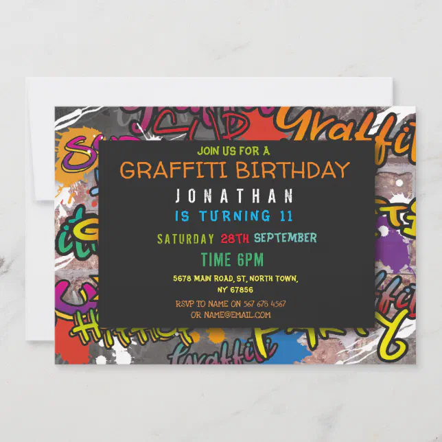 Graffiti Birthday Party Art Crafts Spray Paint Invitation | Zazzle