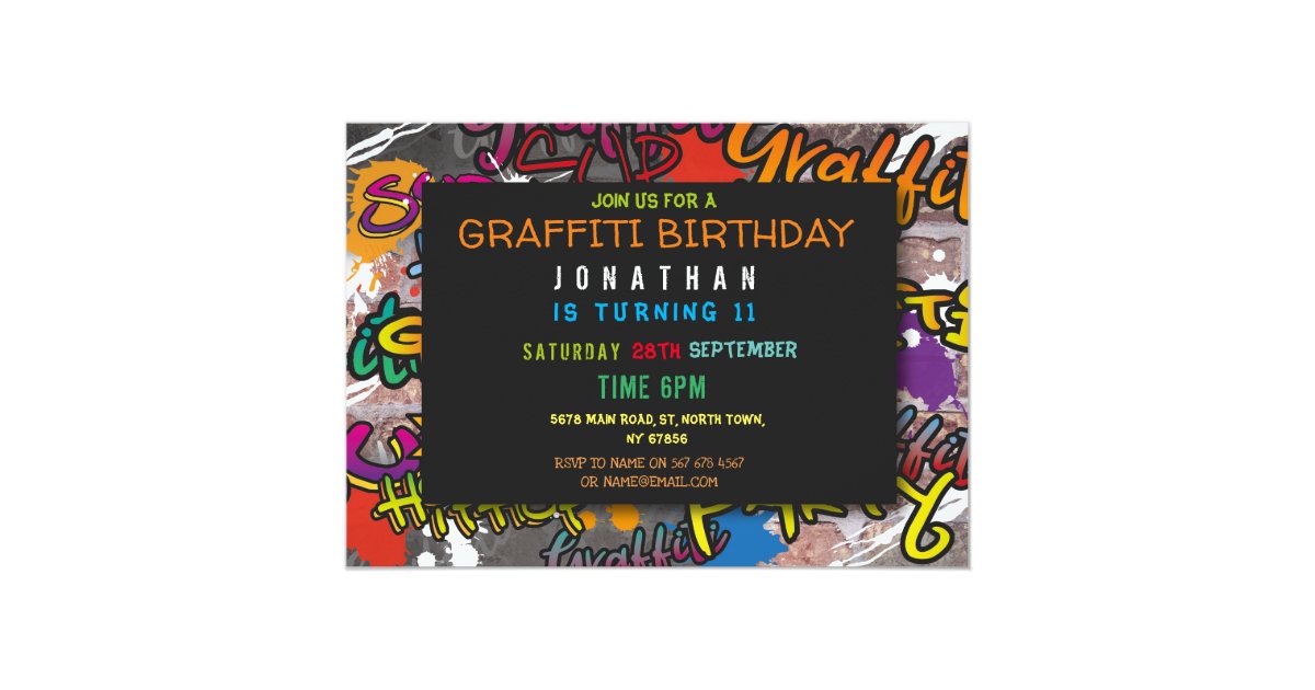 Graffiti Birthday Party Art Crafts Spray Paint Invitation | Zazzle.com