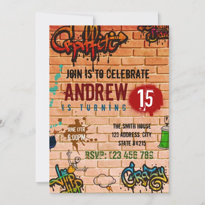 Graffiti birthday party invitation | Zazzle.com