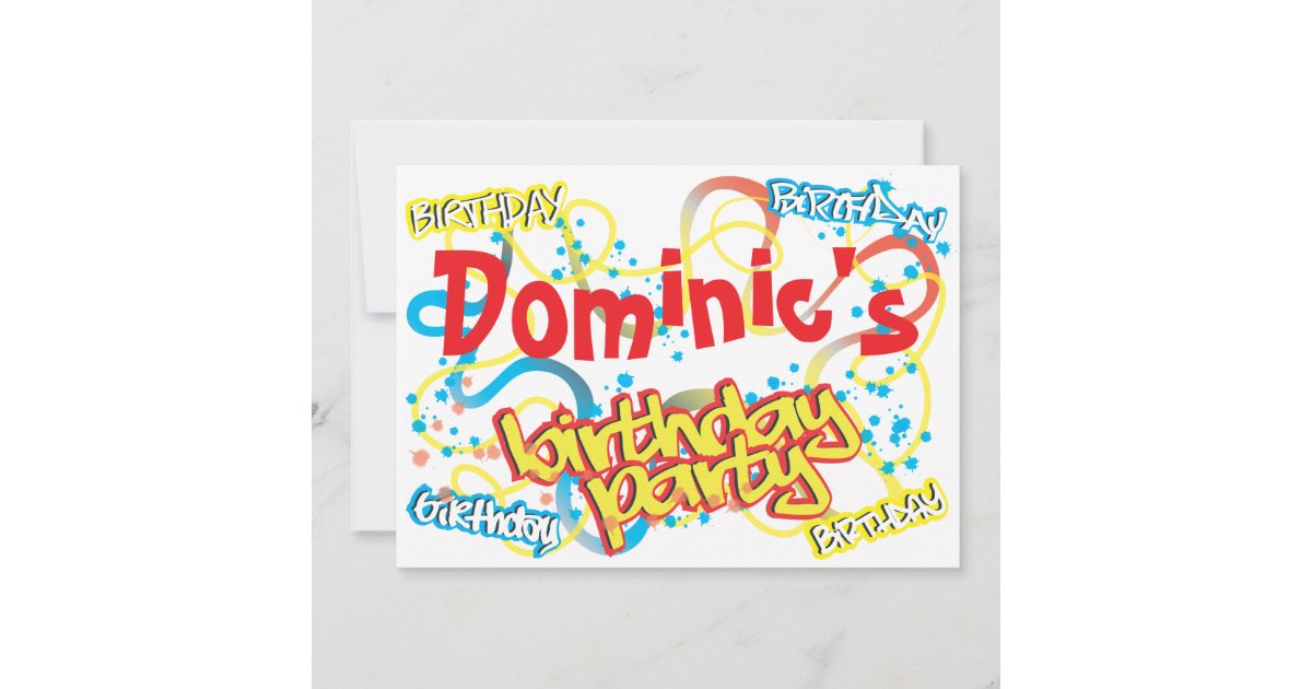 Graffiti Birthday Party Invitation | Zazzle