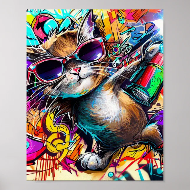 Graffiti Cat: Spray painted cat: taby street art Poster | Zazzle