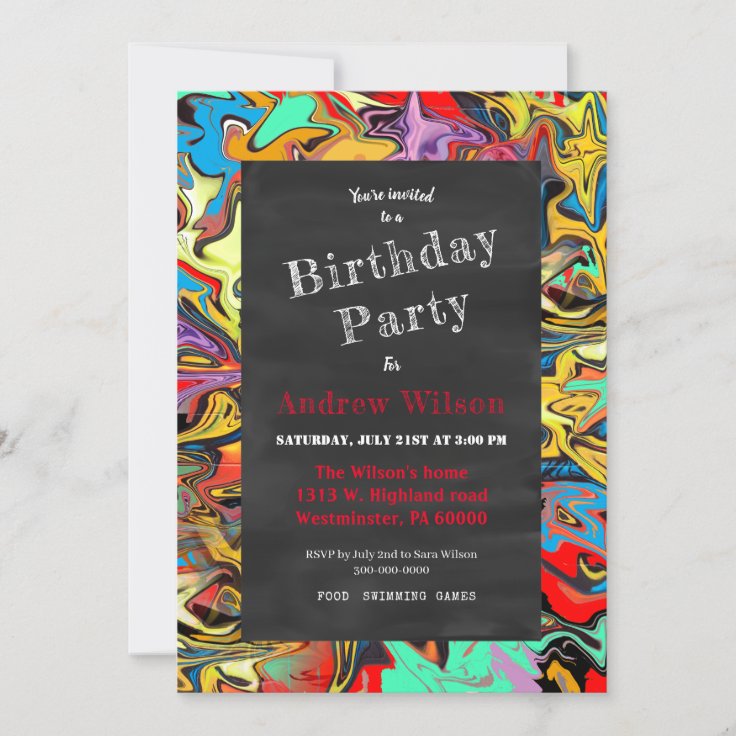 Graffiti chalkboard party invitation | Zazzle