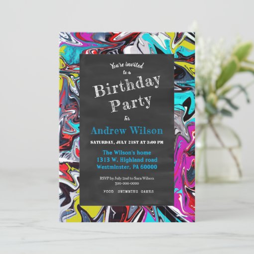 Graffiti chalkboard party invitation | Zazzle