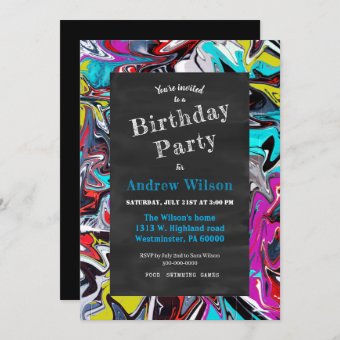 Graffiti chalkboard party invitation | Zazzle