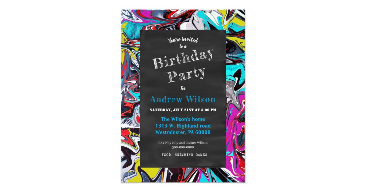 Graffiti chalkboard party invitation | Zazzle.com