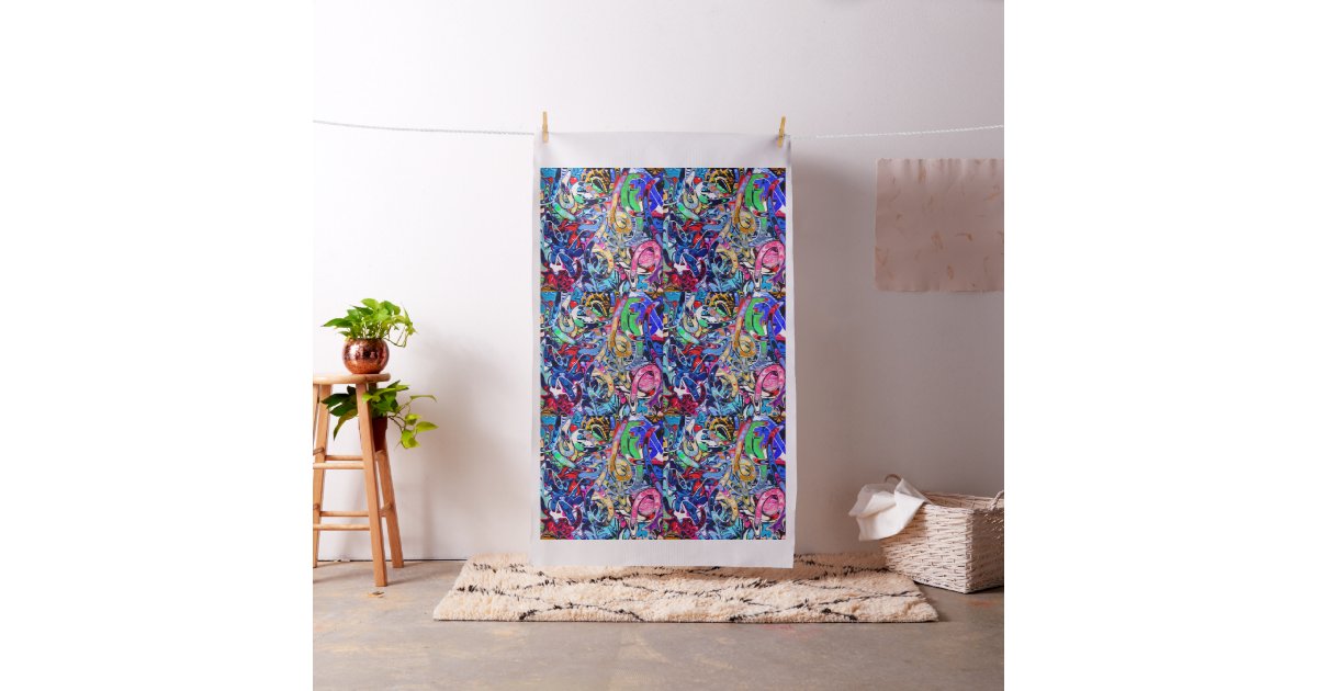 Graffiti Fabric | Zazzle
