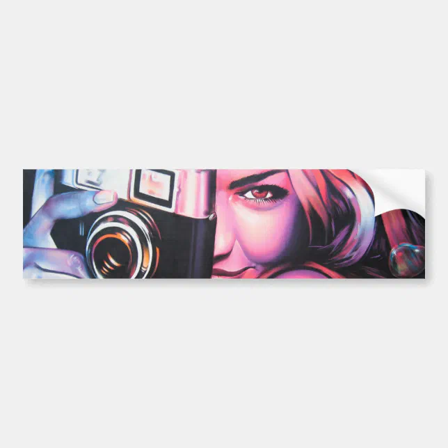 Graffiti Girl Photographer Bumper Sticker | Zazzle