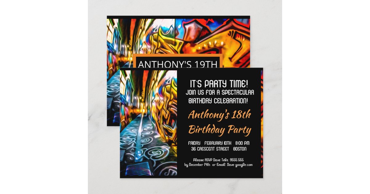 Graffiti Highway Birthday Invitation | Zazzle