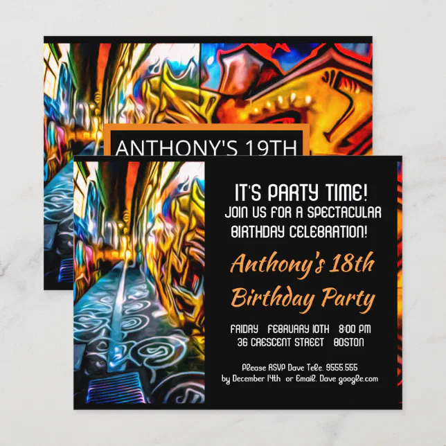 Graffiti Highway Birthday Invitation | Zazzle