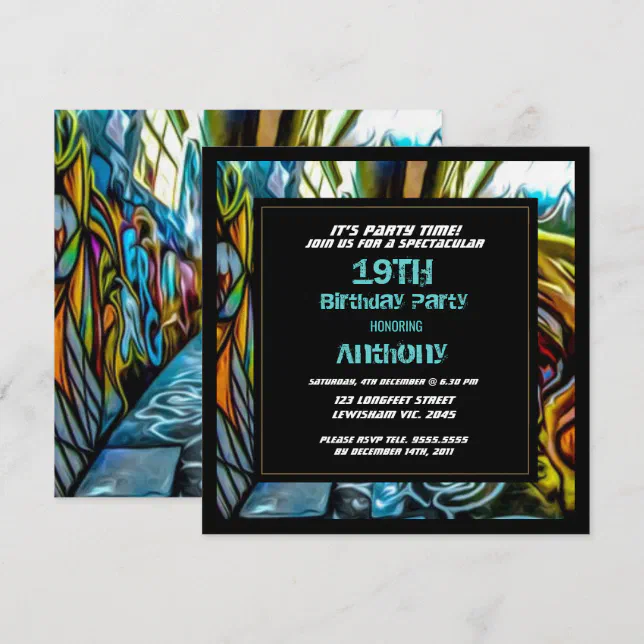 Graffiti Highway Birthday Invitation | Zazzle