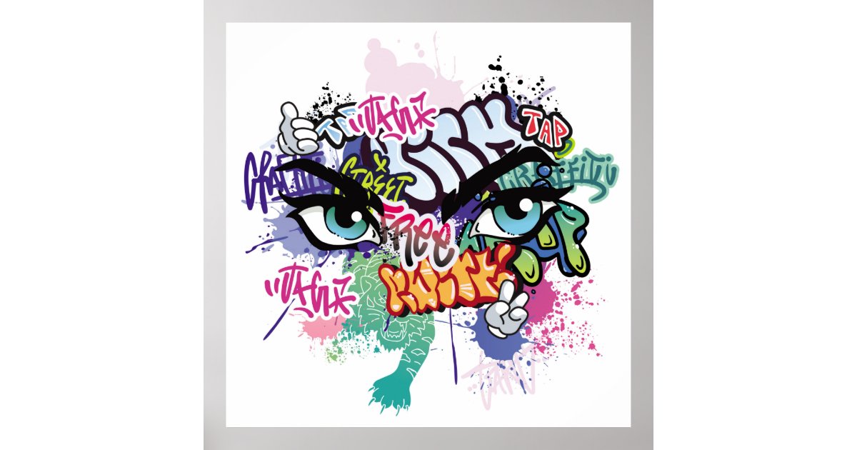 Graffiti illustration with street graffiti letters poster | Zazzle