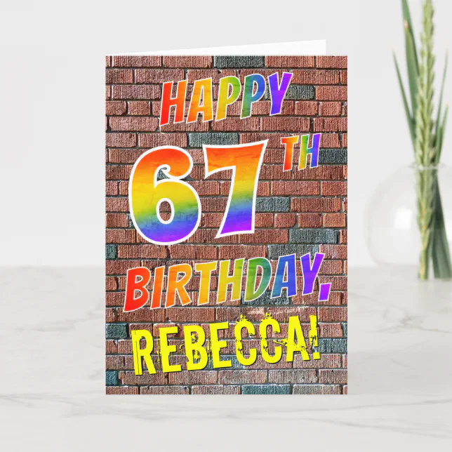 Graffiti Inspired Rainbow Look HAPPY 67TH BIRTHDAY Card | Zazzle