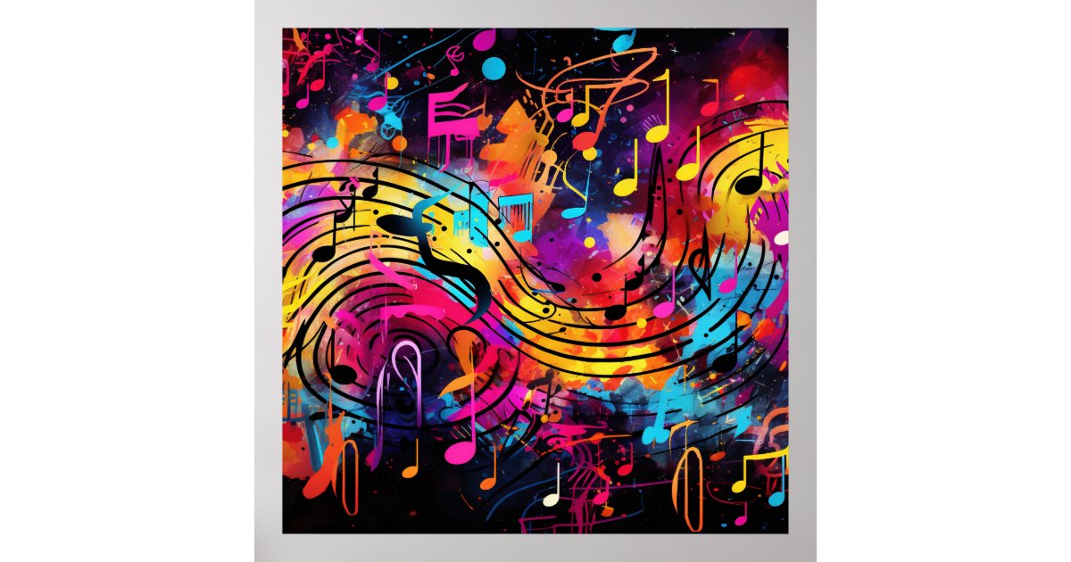 Graffiti Musical Notes Poster | Zazzle