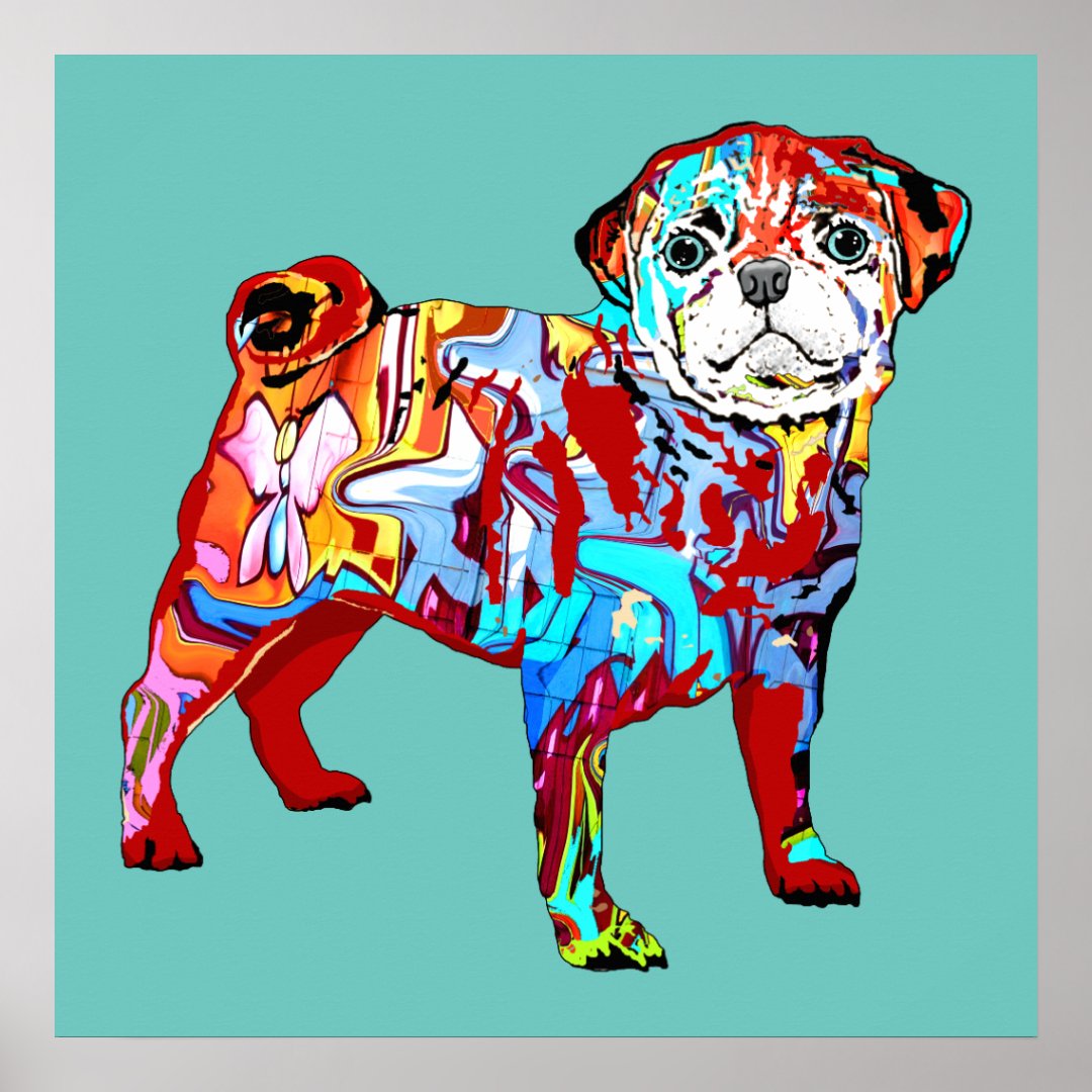 Graffiti pug dog poster | Zazzle