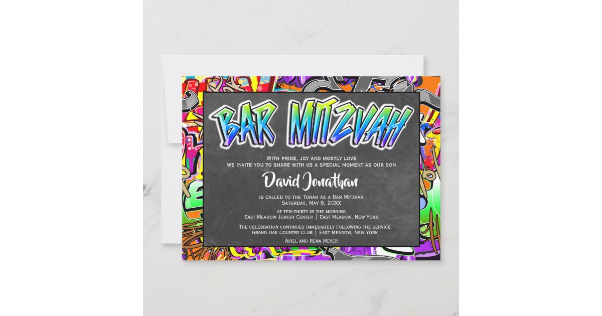 Graffiti Street Art Bar Mitzvah Custom Invitation | Zazzle