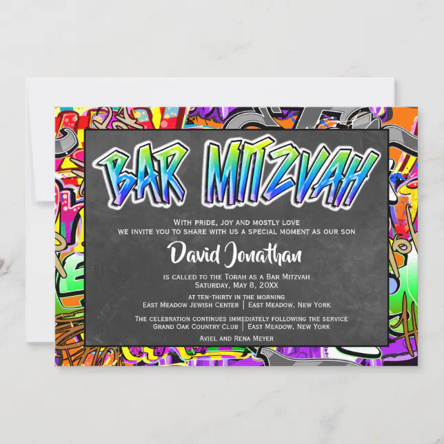 Graffiti Street Art Bar Mitzvah Custom Invitation | Zazzle