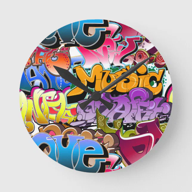 Graffiti Street Art Round Clock | Zazzle