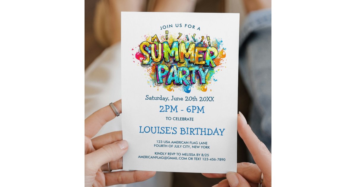 Graffiti Style Summer Party Invitation | Zazzle
