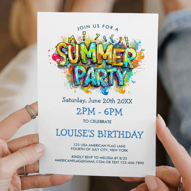 Graffiti Style Summer Party Invitation | Zazzle