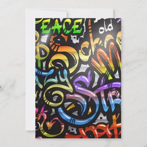 Graffiti theme birthday card invitation | Zazzle