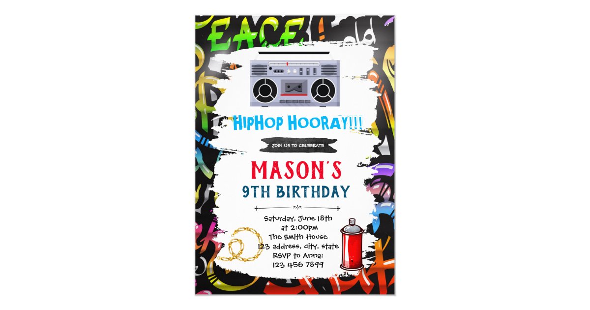 Graffiti theme birthday card invitation | Zazzle.com