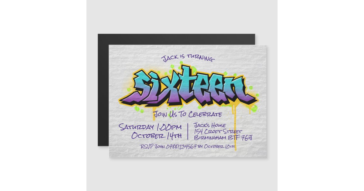 Graffiti Wall Magnetic Invitation | Zazzle