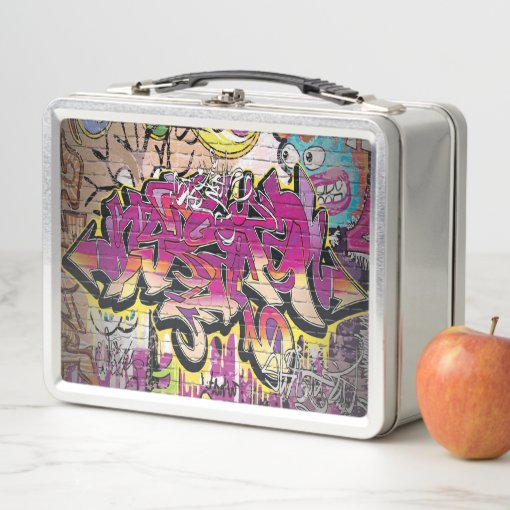 Graffiti word art retro fun lunch box | Zazzle