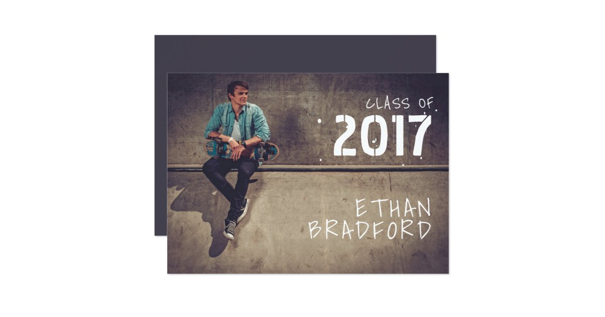 Grafitti Style Guy Photo Graduation Party Invitation | Zazzle.com