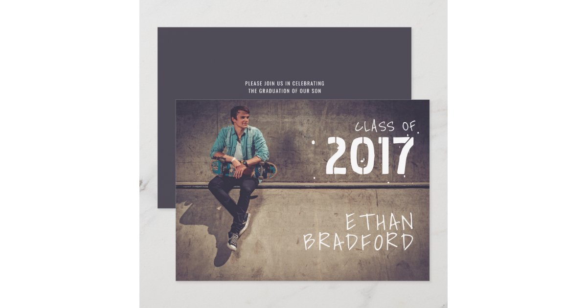 Grafitti Style Guy Photo Graduation Party Invitation | Zazzle