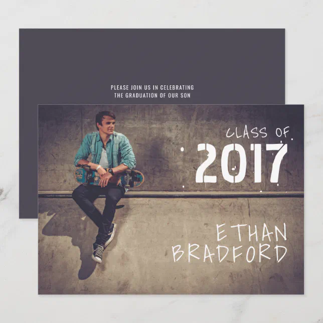 Grafitti Style Guy Photo Graduation Party Invitation | Zazzle
