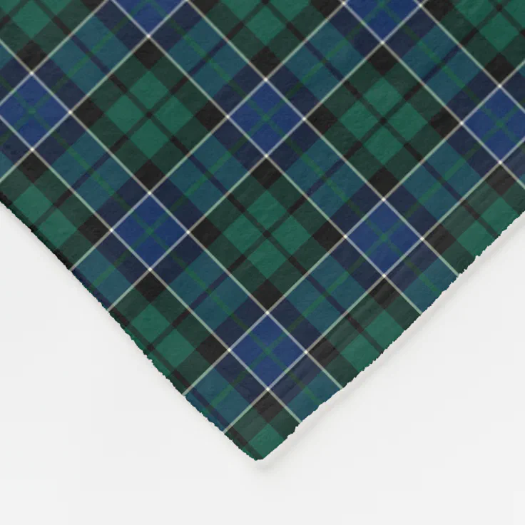 Graham Clan Blue, Green, and Black Tartan Fleece Blanket | Zazzle