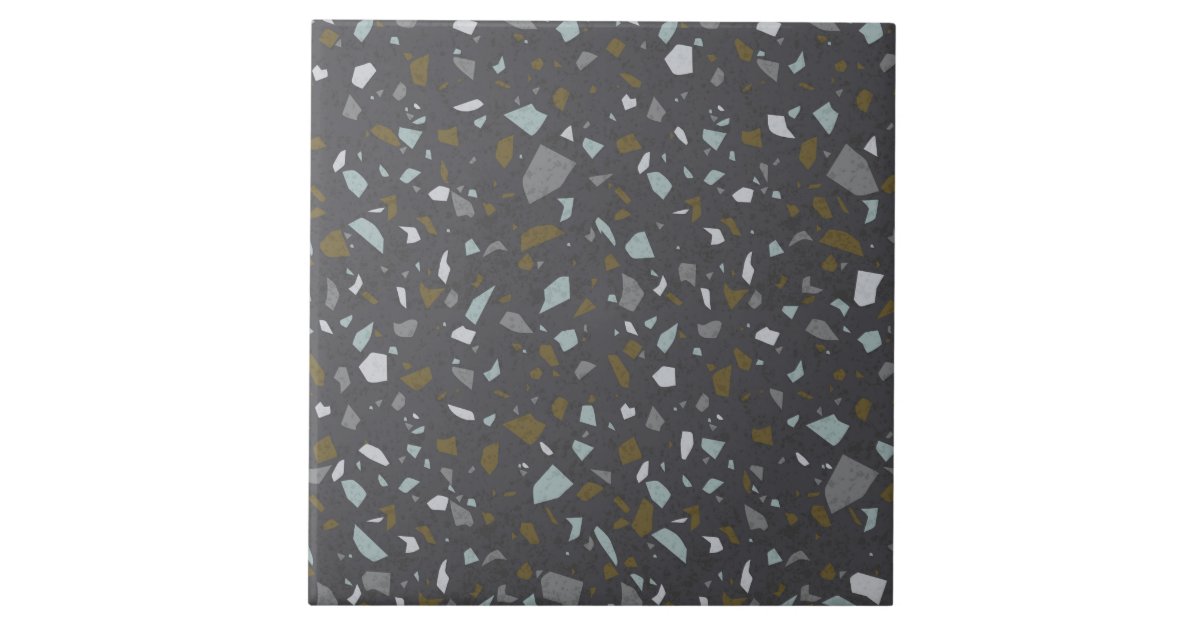 Grainy dark terrazzo textured seamless pattern ceramic tile | Zazzle