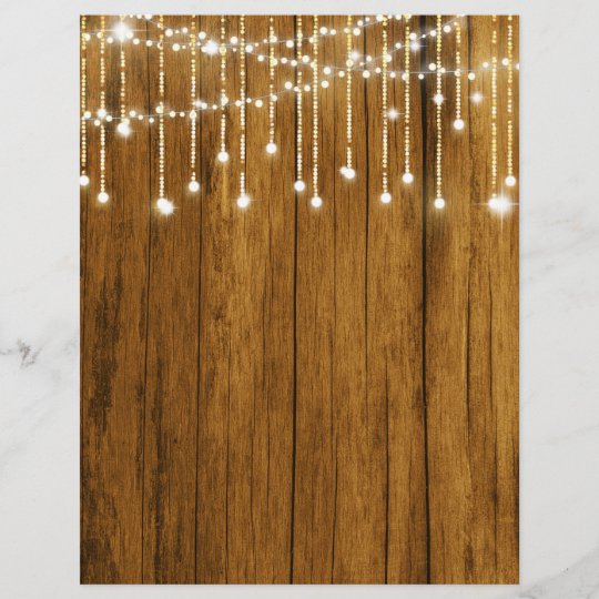 Grainy Wood & Fall String Lights Scrapbook Paper | Zazzle.com