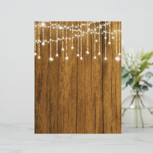 Grainy Wood & Fall String Lights Scrapbook Paper | Zazzle