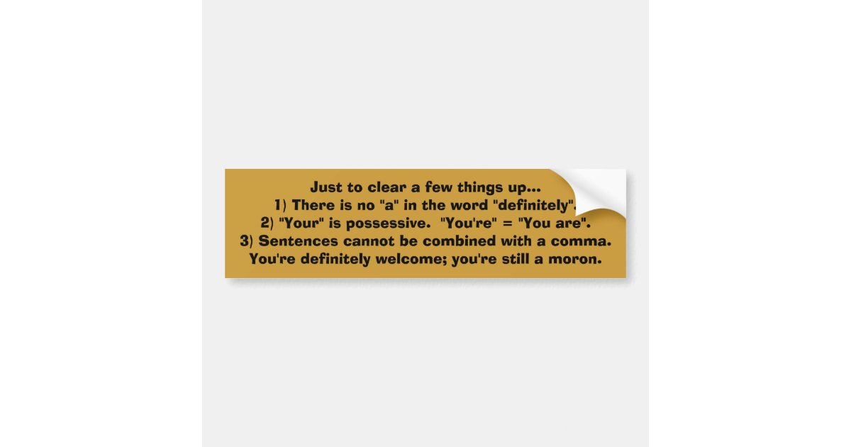 Grammar Lesson Bumper Sticker | Zazzle